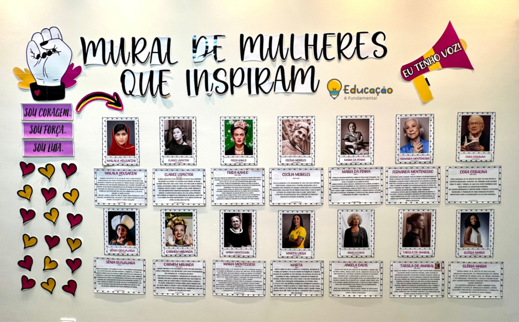 Mural e livretos mulheres que inspiram. - educacaoefundamental.com.br